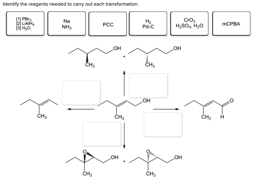 SOLVED: Identify the reagents needed to carry out each transformation ...