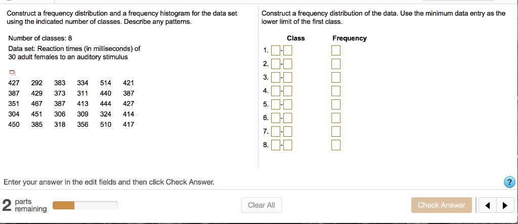 Construct a frequency distribution and a frequency histogram for the data set using the ...