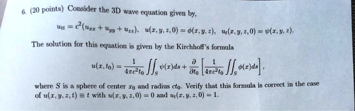 20 points consider the 3d wave equation given by utt cuzr uyy uza u1920 ...