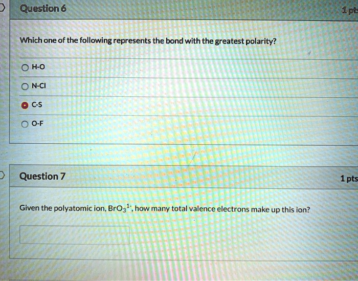 SOLVED: Question 6 1pt Which one of the following represents the bond ... SOLVED: Question 6 1pt Which one of the following represents the bond ...