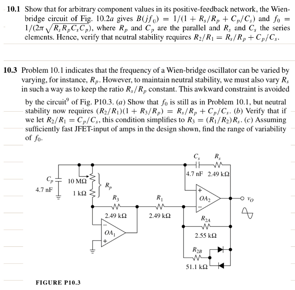 [GET ANSWER] 10.1 Show that for arbitrary component values in its ...