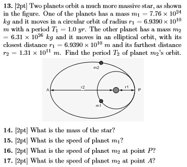 13. [2pt] Two planets orbit a much more massive star, as shown in the ...