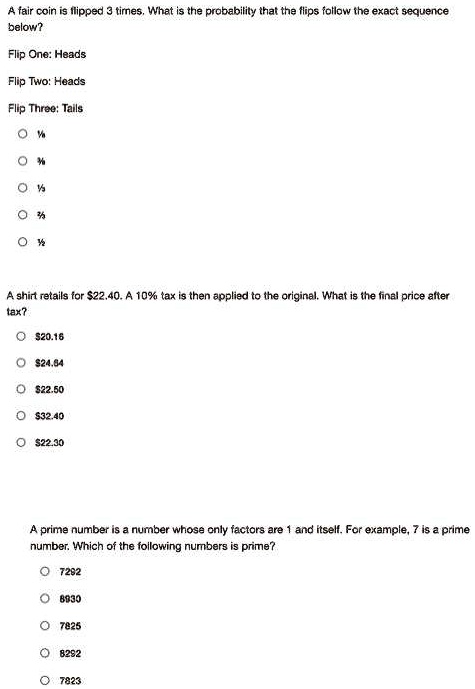 A fair coin is flipped 3 times. What is the probability that the flips ...