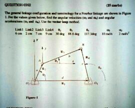 SOLVED: The general linkage configuration and terminology for a four-bar linkage are shown in ...