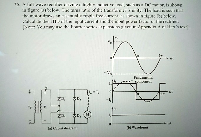 A Full Wave Rectifier Driving A Highly Inductive Load Such As A Dc Motor Is Shown In Figure 1 