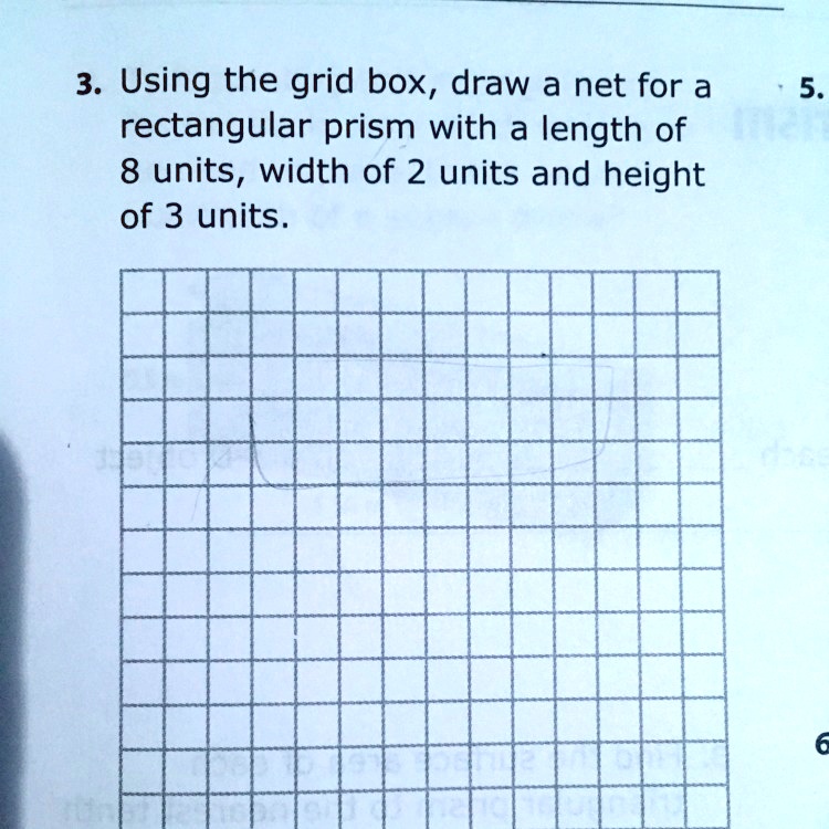 SOLVED: 'Using the grid box, draw a net for a rectangular prism with a length of 8 units, width ...