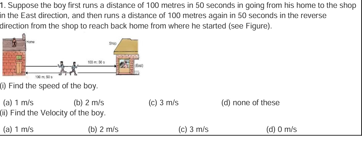 1. Suppose the boy first runs a distance of 100 metres in 50 seconds in ...