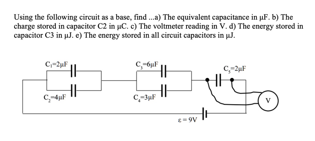 SOLVED: Using the following circuit as a base, find: a) The equivalent capacitance in pF. b) The ...
