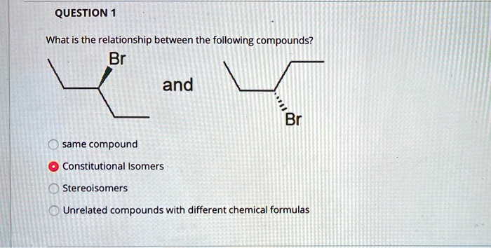 SOLVED: QUESTION What is the relationship between the following compounds? Br and same compound ...