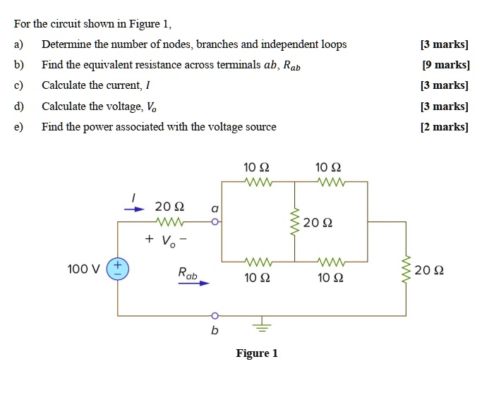 SOLVED: For the circuit shown in Figure 1, Deterinine the number of nodes, branches and ...