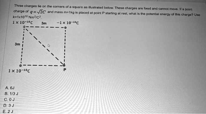 SOLVED: Three charges lie on the corners of a square as illustrated ...