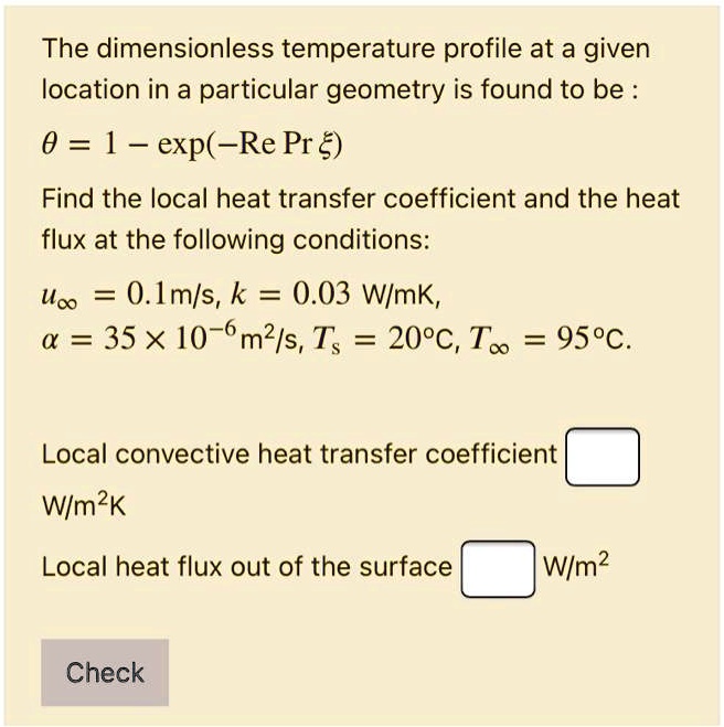 the dimensionless temperature profile at a given location in a ...