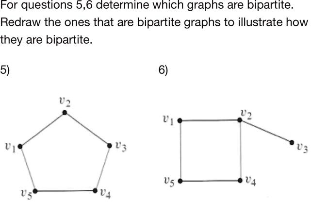 SOLVED: Redraw the ones that are bipartite graphs to illustrate how ...
