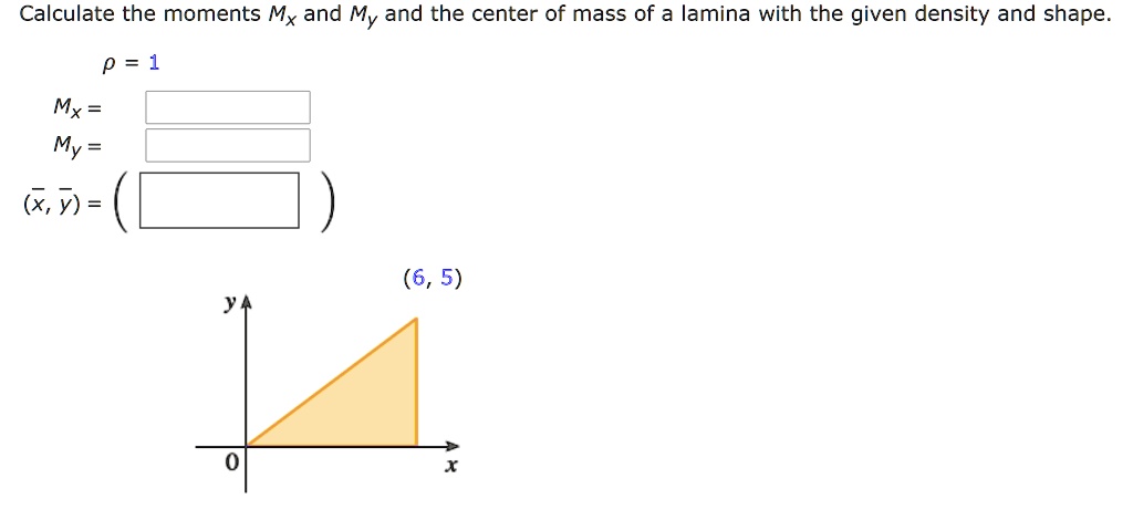 SOLVED: Calculate the moments Mx and My and the center of mass of a ...