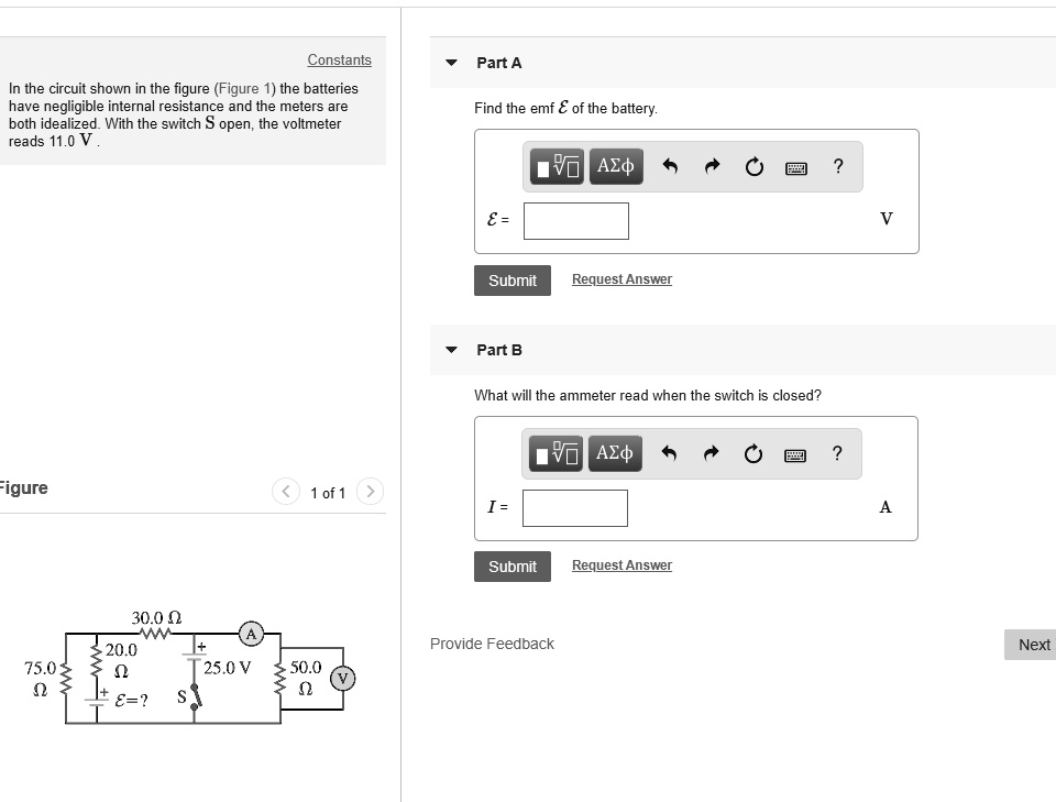 SOLVED: Constants Part A In the circuit shown in the figure (Figure 1 ... SOLVED: Constants Part A In the circuit shown in the figure (Figure 1 ...