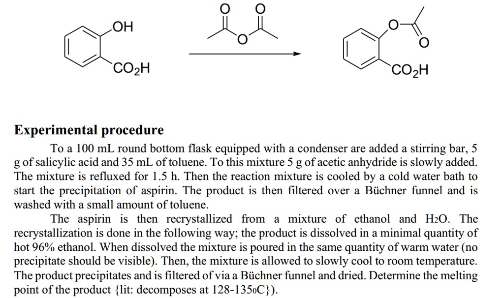 SOLVED: OH COzH COzH Experimental procedure To a 100 mL round bottom flask equipped with a ...