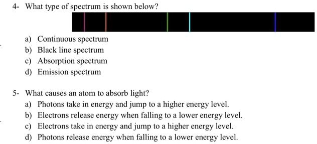 SOLVED: What type of spectrum is shown below? Continuous spectrum Black ...