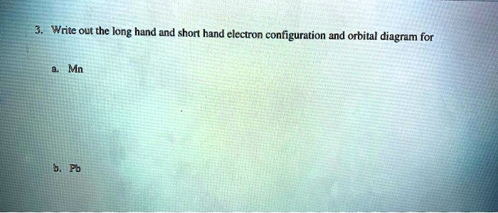 SOLVED: Write out the long hand and short hand electron configuration ...
