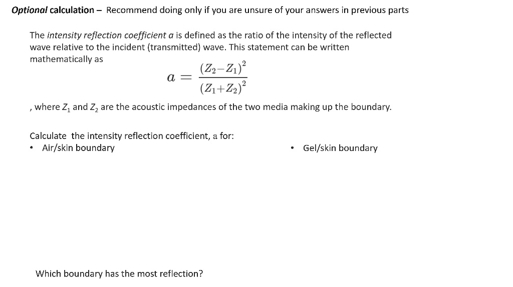 optional calculation recommend doing only if you are unsure of your answers in previous parts ...