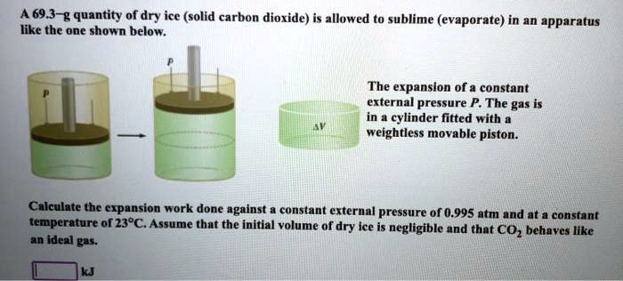 693 g quantity of dry ice solid carbon dioxide is allowed to sublime ...