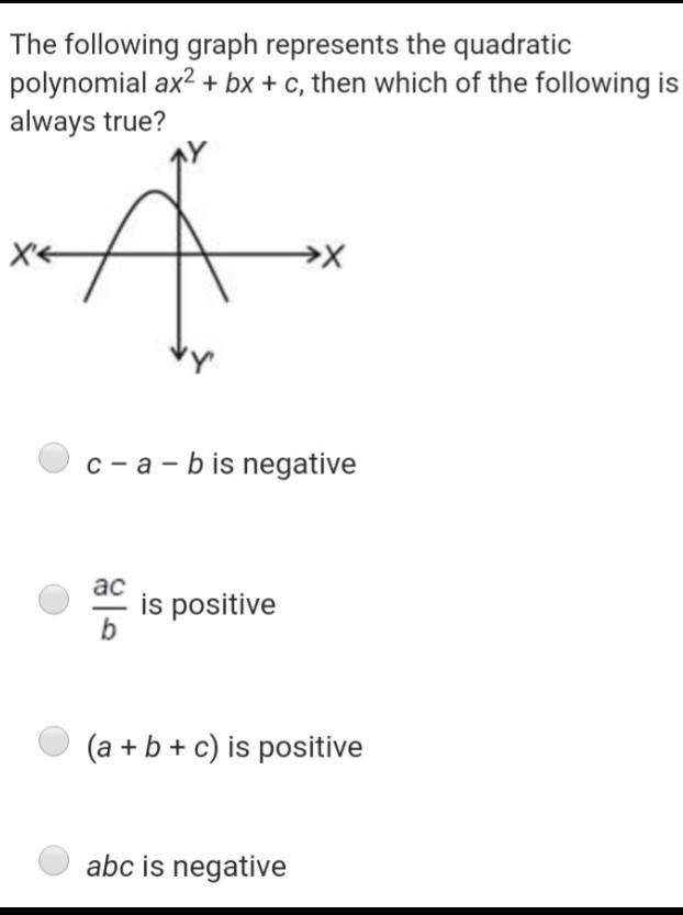 pls explain this question the following graph represents the quadratic ...