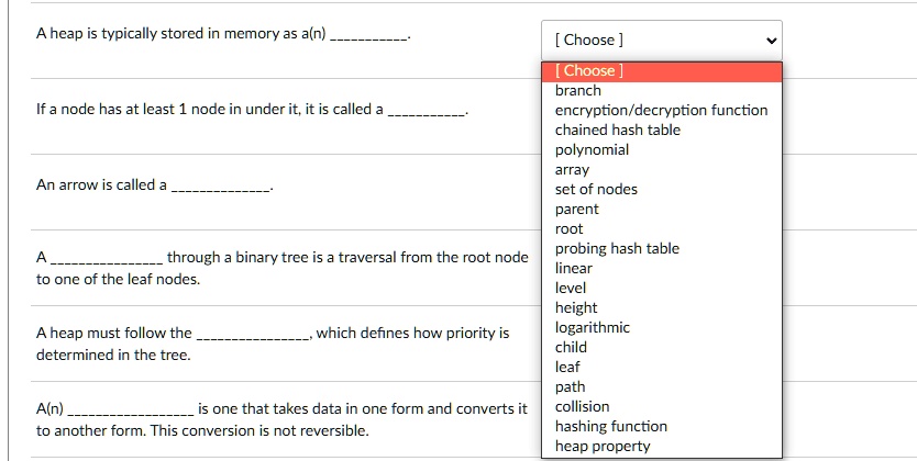 Solved A Heap Is Typically Stored In Memory As An Choose Choose Branch Encryption