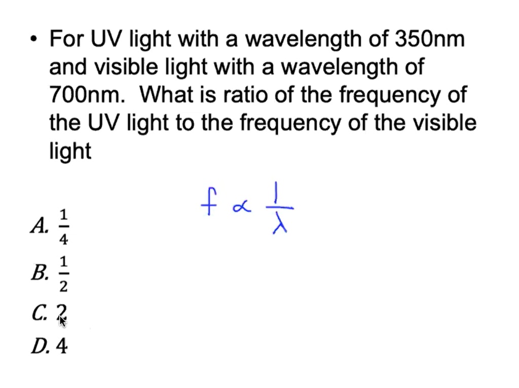SOLVED: For UV light with a wavelength of 350 nm and visible light with ...
