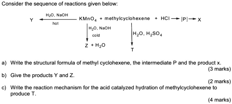 Consider the sequence of reactions given below: H2O, NaOH Y hot KMnO4 ...