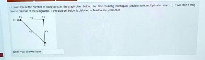 1 point count the number of subgraphs for the graph given below hint use counting techniques ...
