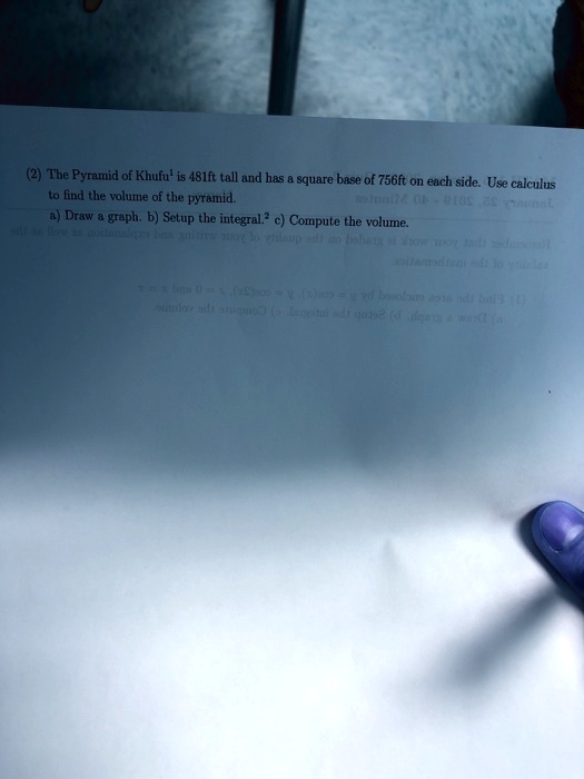 SOLVED: The Pyramid of Khulul 481fc tall and has square base of 758ft ...