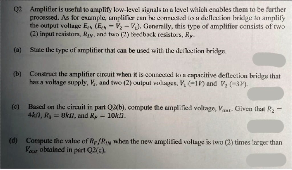 a the type of amplifier that can be used with the deflection bridge is ...