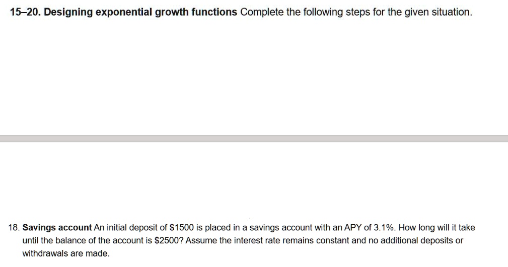 15-20. Designing exponential growth functions Complete the following ...