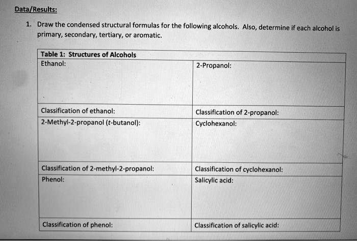 dataresultsi draw the condensed structural formulas for the following ...