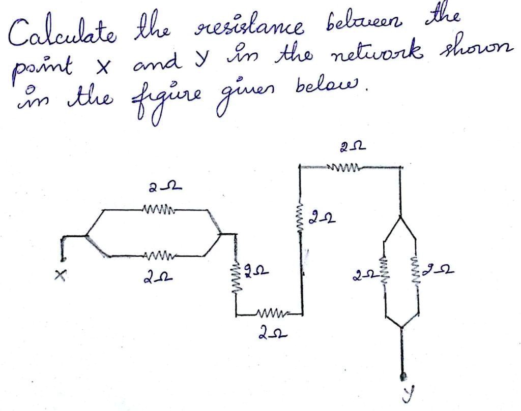SOLVED: Calculate the resistance between the point x and y in the ...