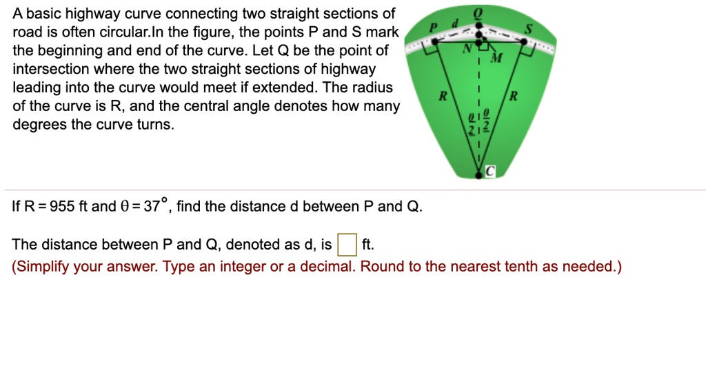 SOLVED: A basic highway curve connecting two straight sections of road ...