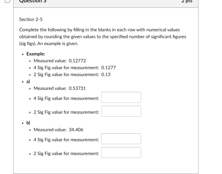 SOLVED: Texts: c uosanc Z pts Section 2-5 Complete the following by filling in the blanks in ...