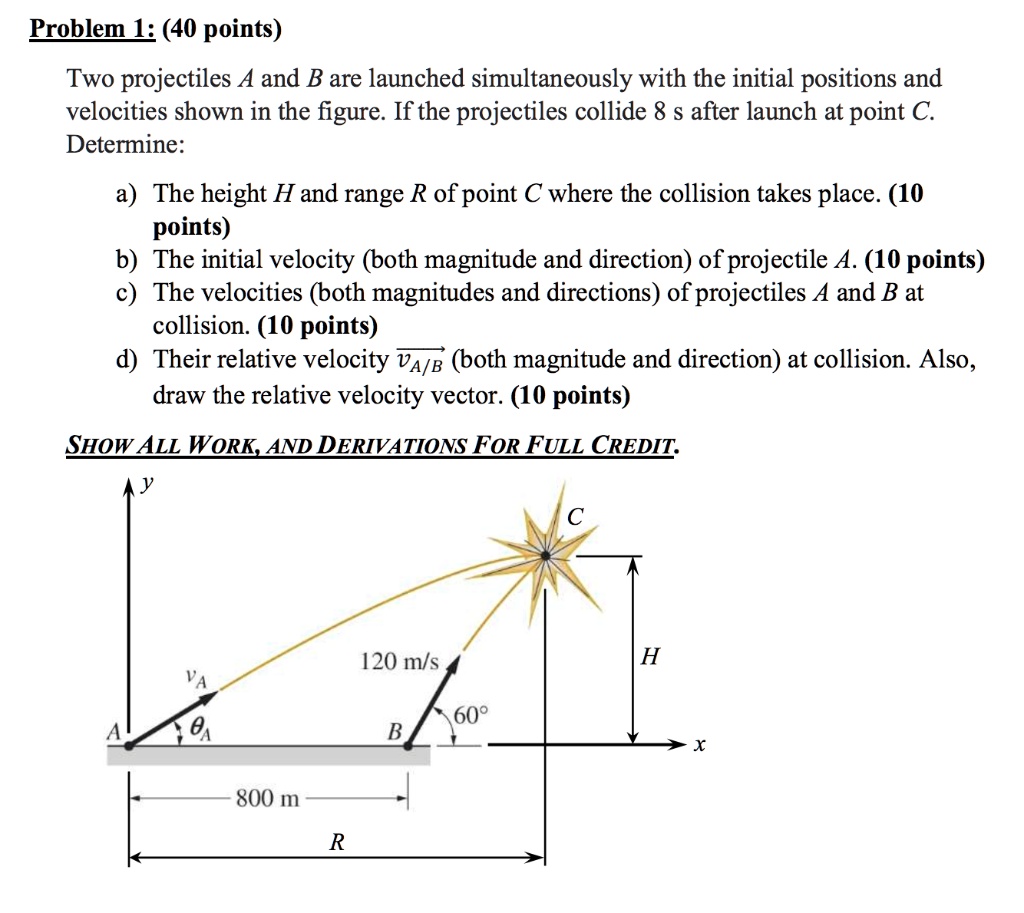 Problem 1 40 Points Two Projectiles A And B Are Launched Simultaneously With The Initial
