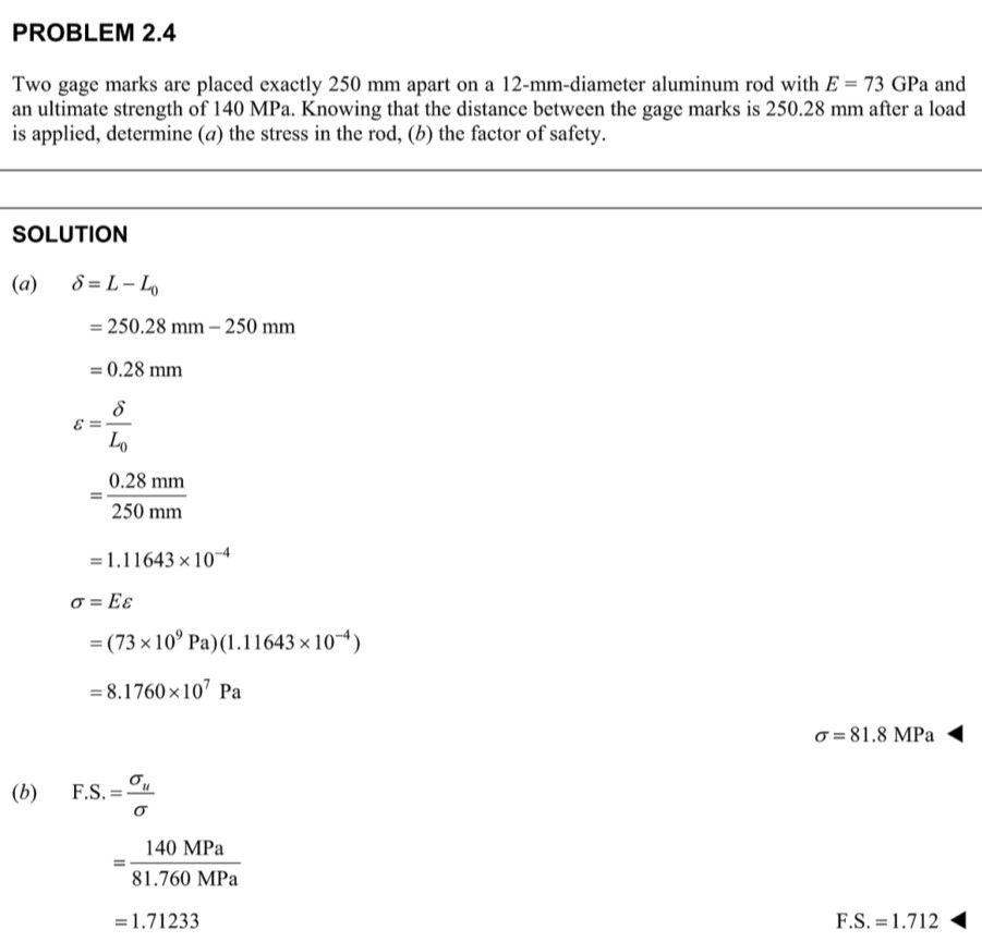 PROBLEM 2.4 Two gage marks are placed exactly 250 mm apart on a 12 -mm ...