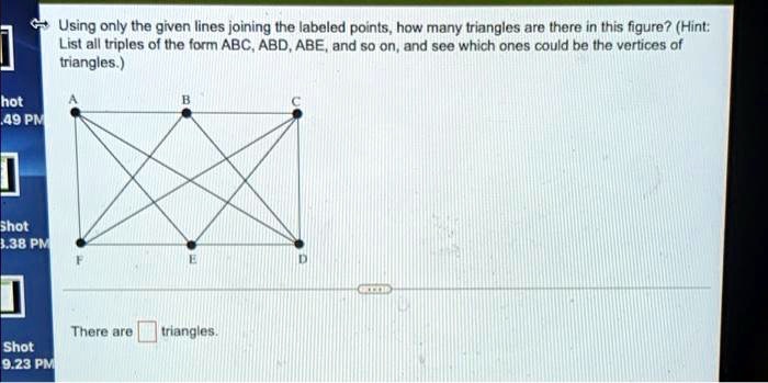 Using only the given lines joining the labeled points, how...