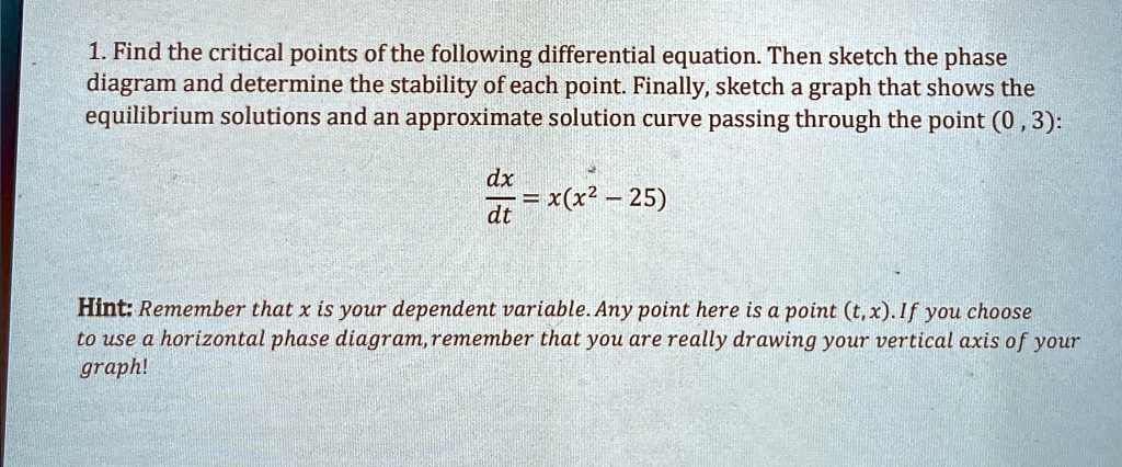 1 find the critical points of the following differential equation then ...