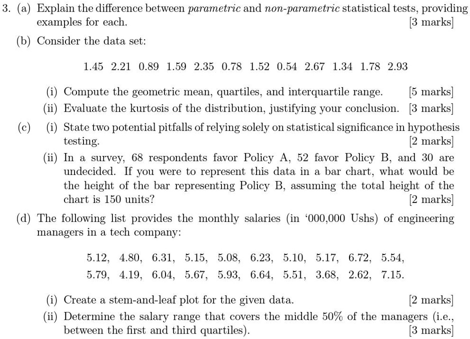 SOLVED: 3.(a) Explain the difference between parametric and non ...