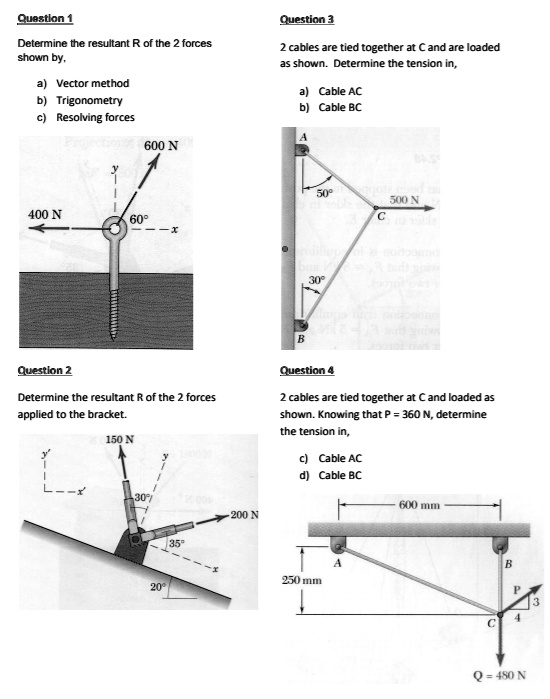 SOLVED: Quastlon 1 Question ? Determine the resultant R of the forces ...
