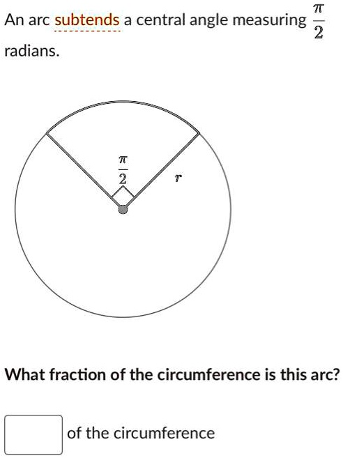 SOLVED: An arc subtends a central angle measuring 2 radians What fraction of the circumference ...