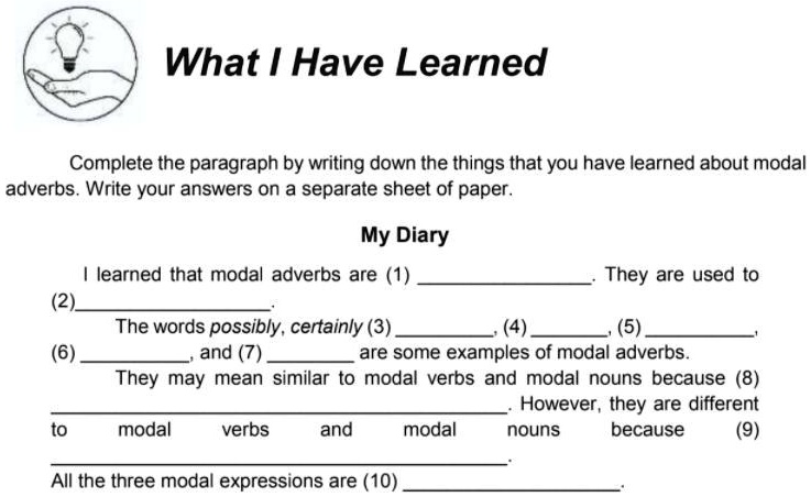 SOLVED: 'Complete the paragraph by writing down the things that you ...
