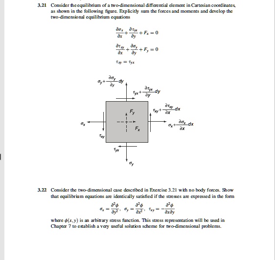3.21 Consider the equilibrium of a two-dimensional differential element ...