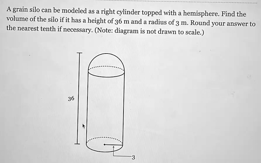 A grain silo can be modeled as a right cylinder topped with a ...