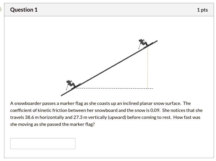 SOLVED:Question 1 1pts A snowboarder passes marker flag as she coasts ...