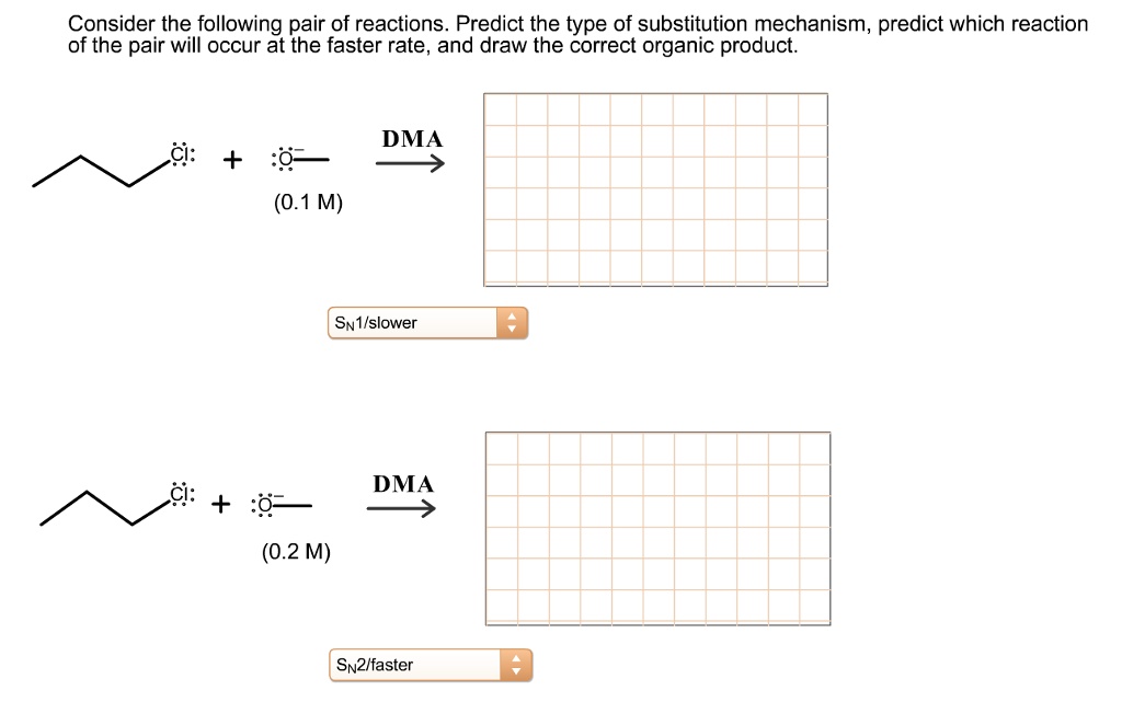 SOLVED: Consider the following pair of reactions. Predict the type of substitution mechanism ...