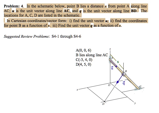 Problem: 4. In the schematic below, point B lies a distance x from ...