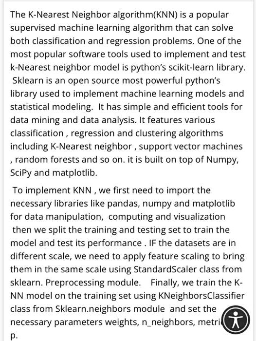 SOLVED: In few words, give your substantive comment on Abadit's post below: The K-Nearest ...